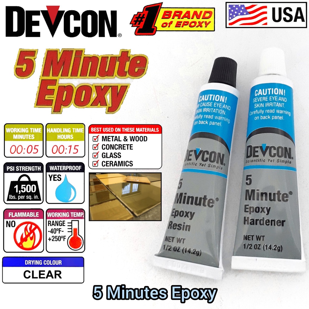 USA Devcon 5 Minutes Epoxy Adhesive For Handcraft Glass , Wood ...