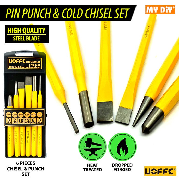MYDIYHOMEDEPOT - UOFFC 6pcs Pin Punch Set and Cold Chisel Set Center ...