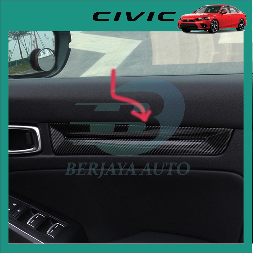 Honda Civic FE (2022-2025) Penutup Karbon Panel Pintu Kereta Hiasan ...