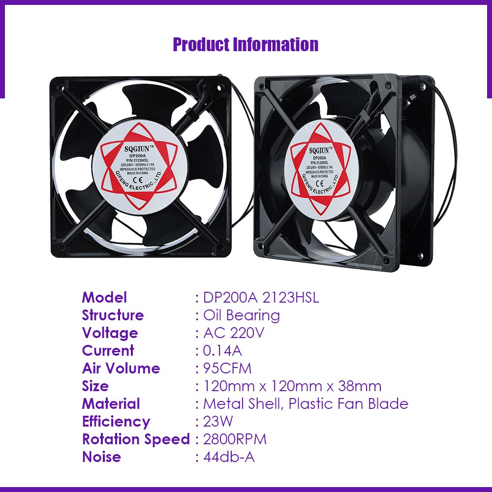 Funtech Ventilation Fan For Server Rack Mount 12CM / 16CM 2 Wires Axial ...