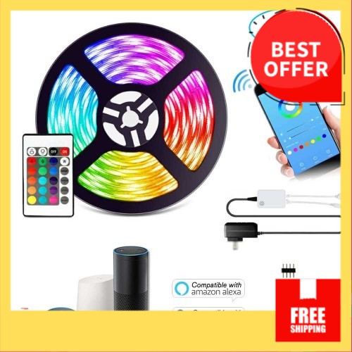 WIFI LED Strip Lights Kit 5m/16.4ft Length 5050 RGB IOT Life APP Remote ...