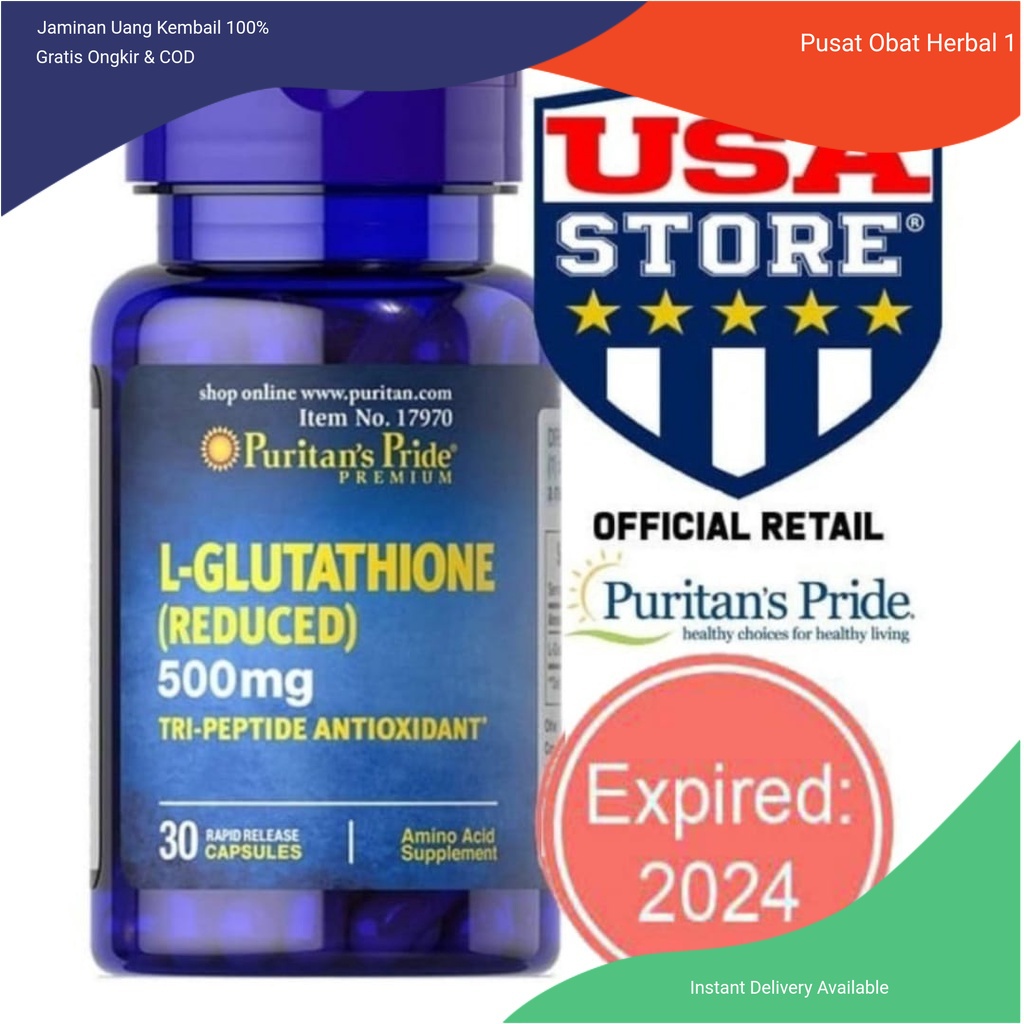 Puritan'S Pride L Glutathione 500 mg 30 capsules Puritan | Shopee Malaysia