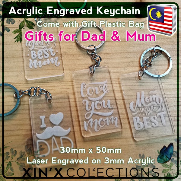 kEYCHAIN Acrylic Keychain Laser Engraving mother father day GIFTs MUM ...