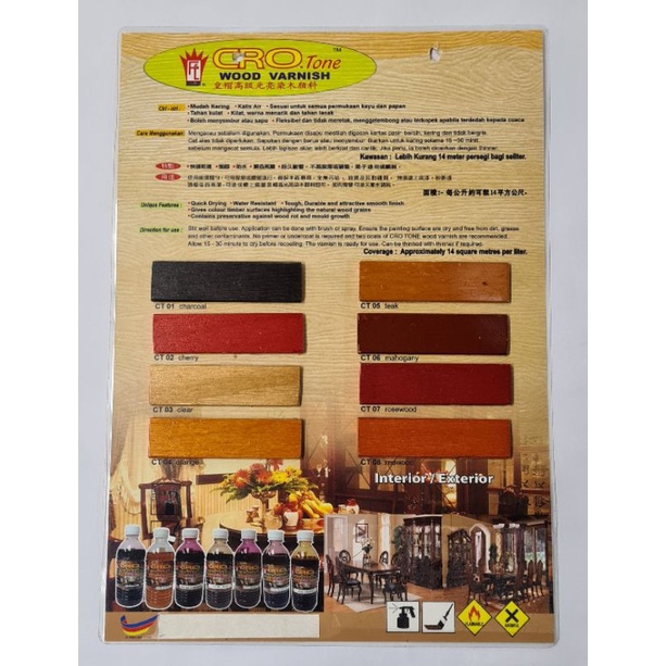 CRO TONE WOOD VARNISH/WOOD SHELLAC/SHELLAC KAYU | Shopee Malaysia