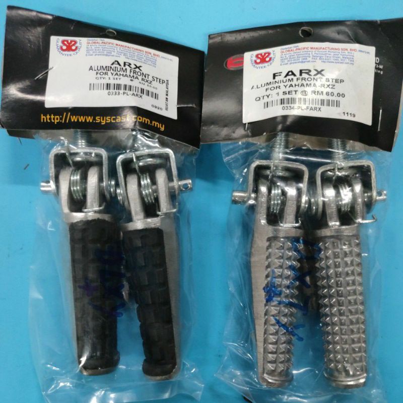 FRONT AND REAR FOOTREST ALUMINIUM W/O RUBBER AND WITH RUBBER SYS RXZ ...