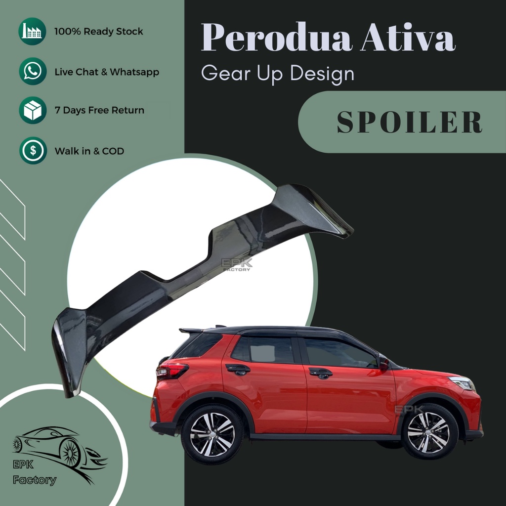 Perodua Ativa Spoiler Gear Up Spoiler Raize Piano Black No Spray No ...