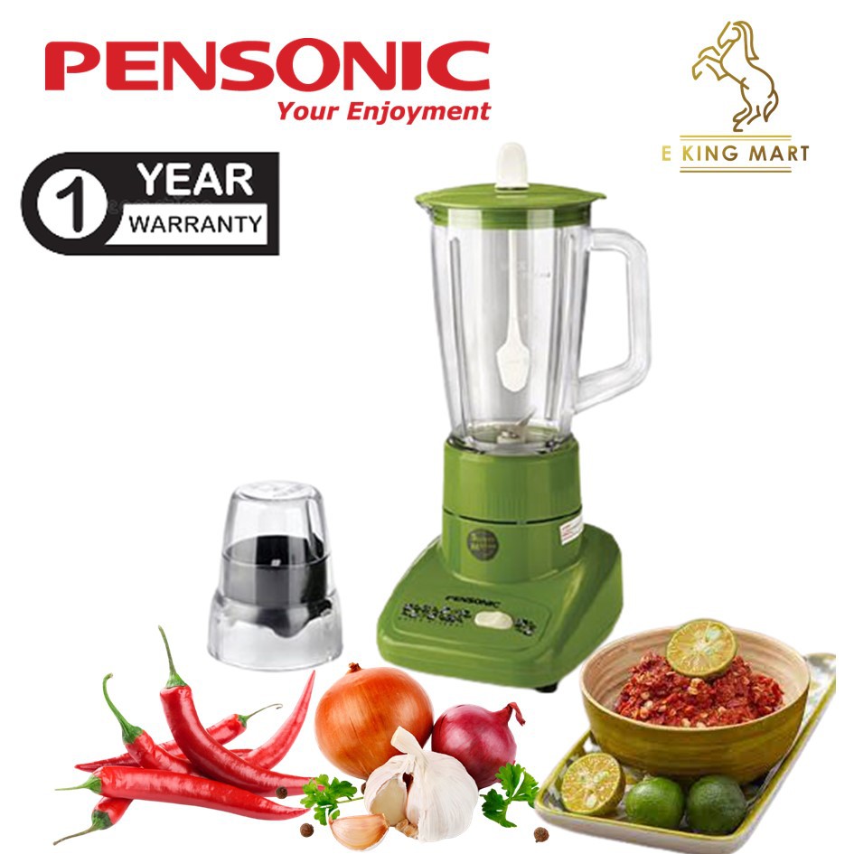 Pensonic Blender Green PB-3203 With Dry Mill Set safety lock Pengisar ...