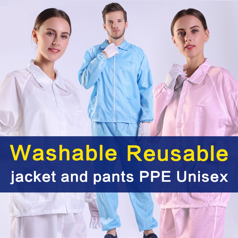 Clean room suit 2 in 1 PPE Coverall Washable Antistatic esd Baju ...