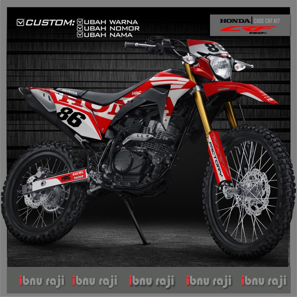 MERAH Crf 150 L full Body red Decal, custom design, name, color, A17 ...