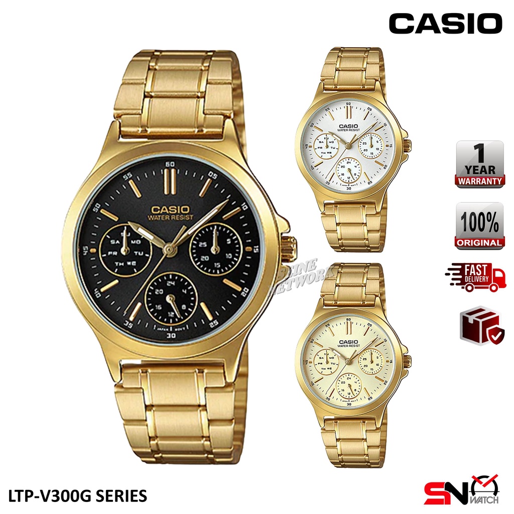 Casio LTP-V300G Multi Hands Quartz Analog Gold Stainless Steel Band ...