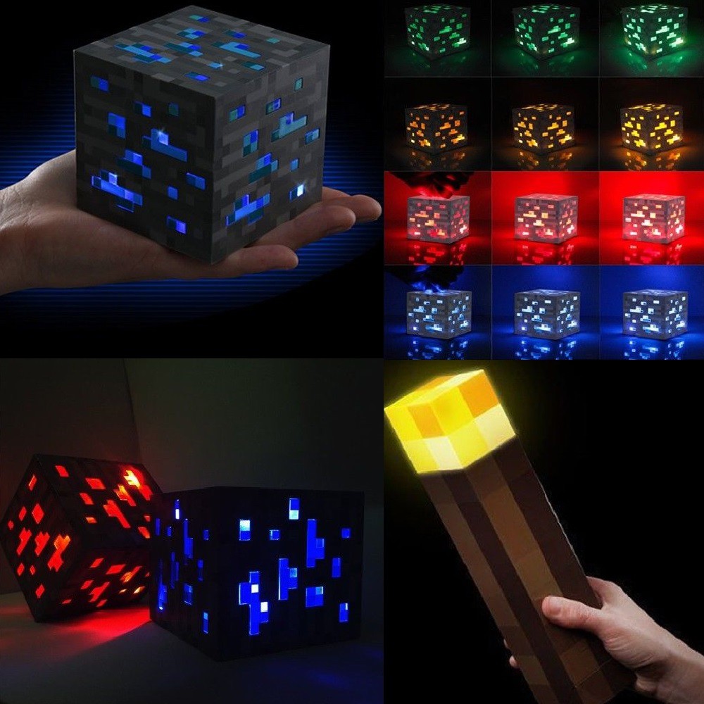 Minecraft Torch Light Up Diamond Night Lamp Redstone Ore Cube Toy Best ...