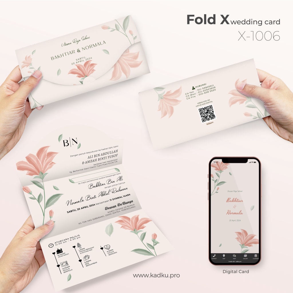 Kad Kahwin (Fold X) | Wedding Card + Digital Card New Design | Shopee ...