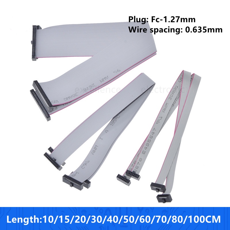 1PCS FC 1.27mm Gray Flat Ribbon Data Cable IDC Double Ends Same Direction FC-6/8/10/14/16/20/30 ...