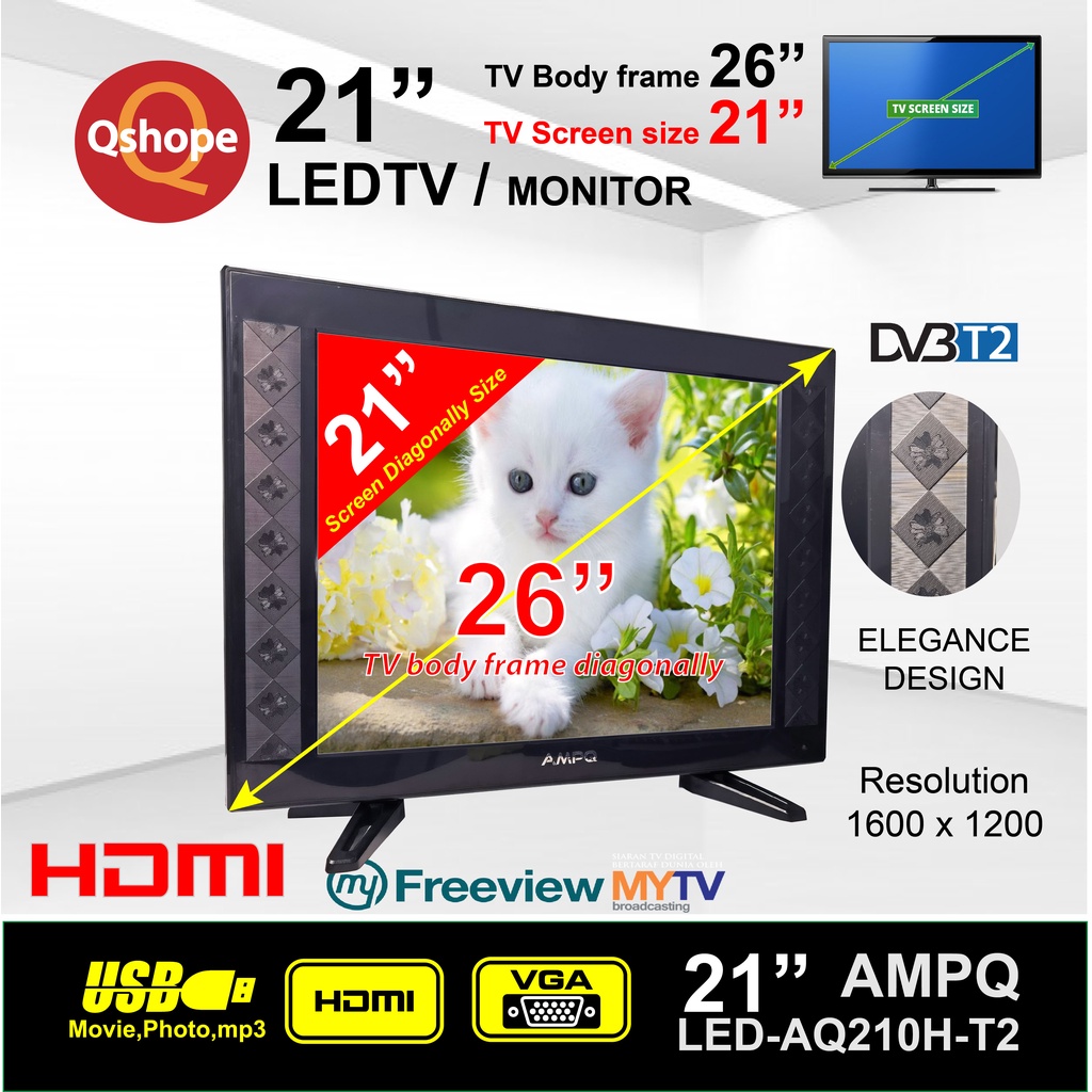 Qshope.my / 21" INCH LED TV HD or below Built in DVB-T2 | Shopee Malaysia