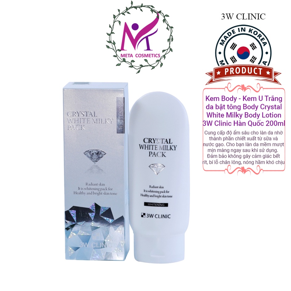Crystal White Milky Body Lotion 3W Clinic 200ml, Making Skin Soft And Smooth | Shopee Malaysia