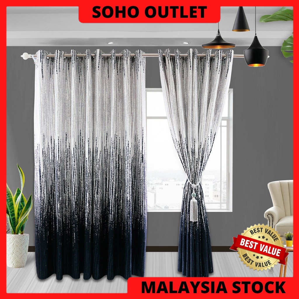 Kain Langsir 18 Warna Murah 8 colors Ring Type Printing Curtain 130 ...