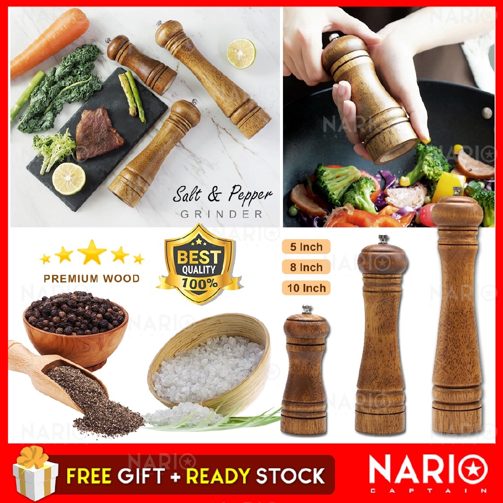 NARIO 5/8/10 Inci Garam Lada Natural Wood Grinder Kekasaran Laras ...