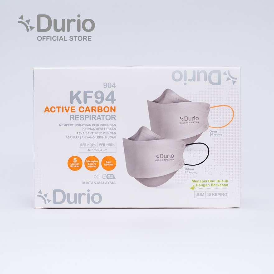 Durio 904 KF94 5 Ply Respirator Active Carbon (40 Pcs) | Shopee Malaysia