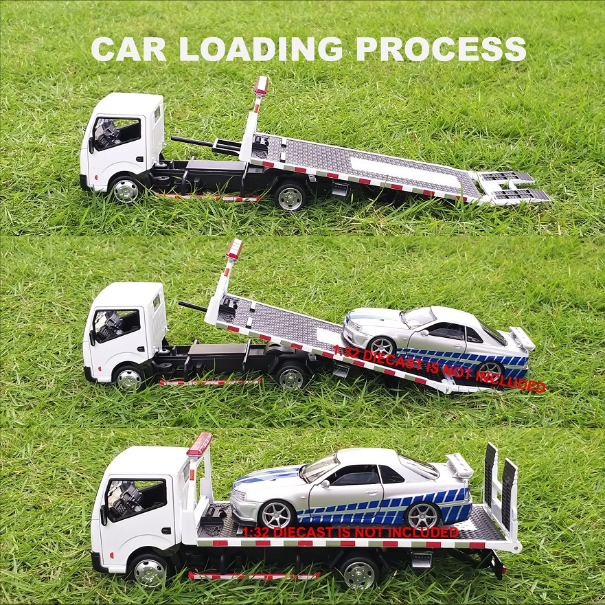 1:32 Car Carrier Tow Truck Flat Bed Transporter Truck Lorry Model ...