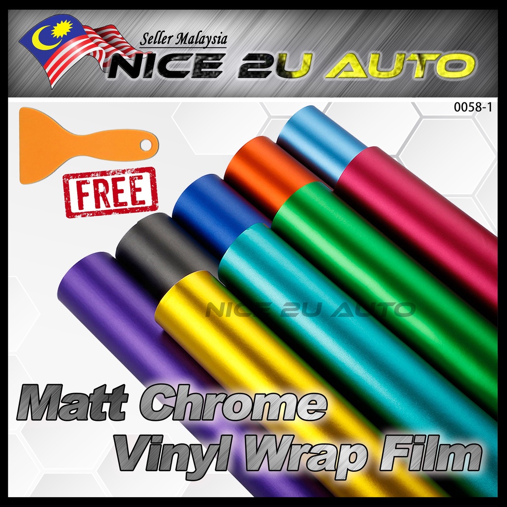 Matte Chrome Vinyl Wrap Film (1 ROLL 1.5m x 18m) Car Sticker Decals Red ...