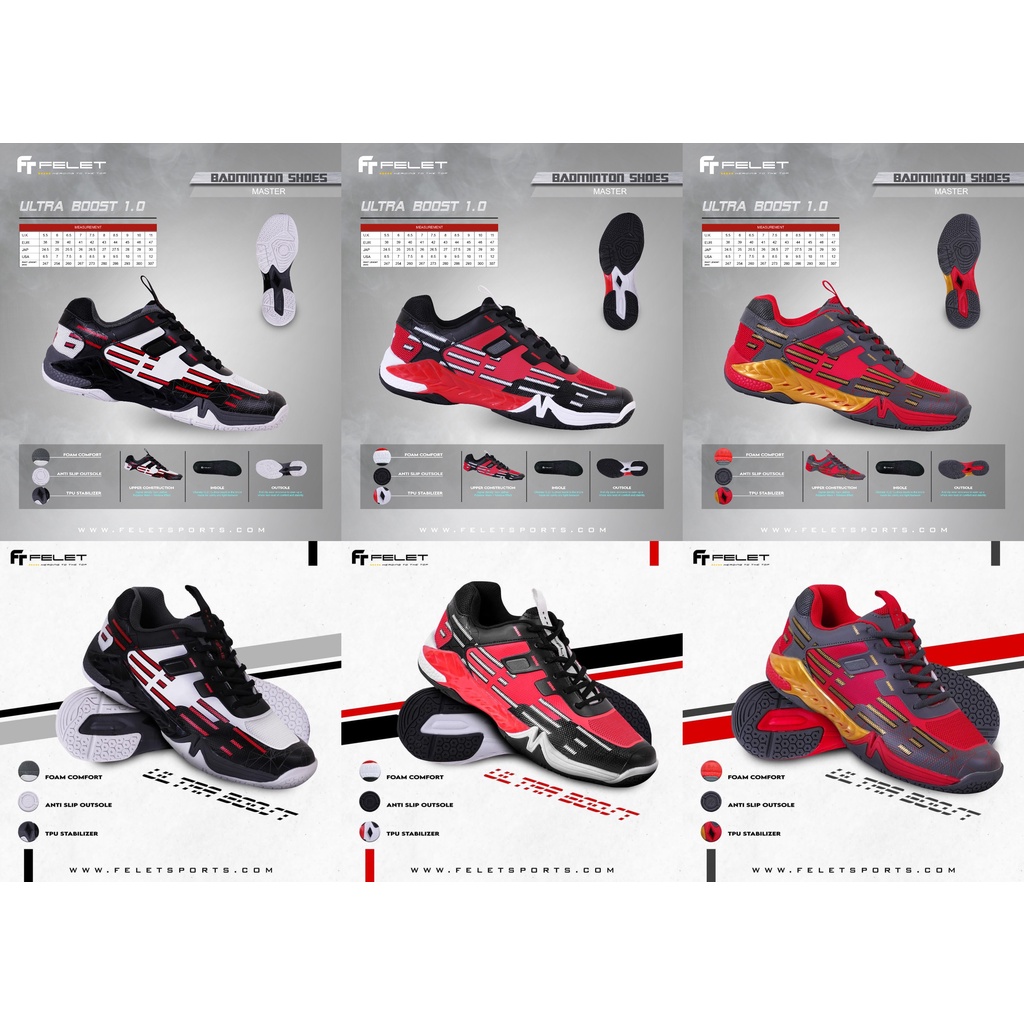 FELET Ultra Boost 1.0 Badminton Shoes | Shopee Malaysia