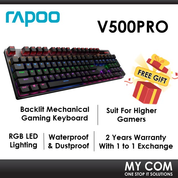 Rapoo V500 Pro RGB Wired Connection Backlit Mechanical Gaming Keyboard | Shopee Malaysia