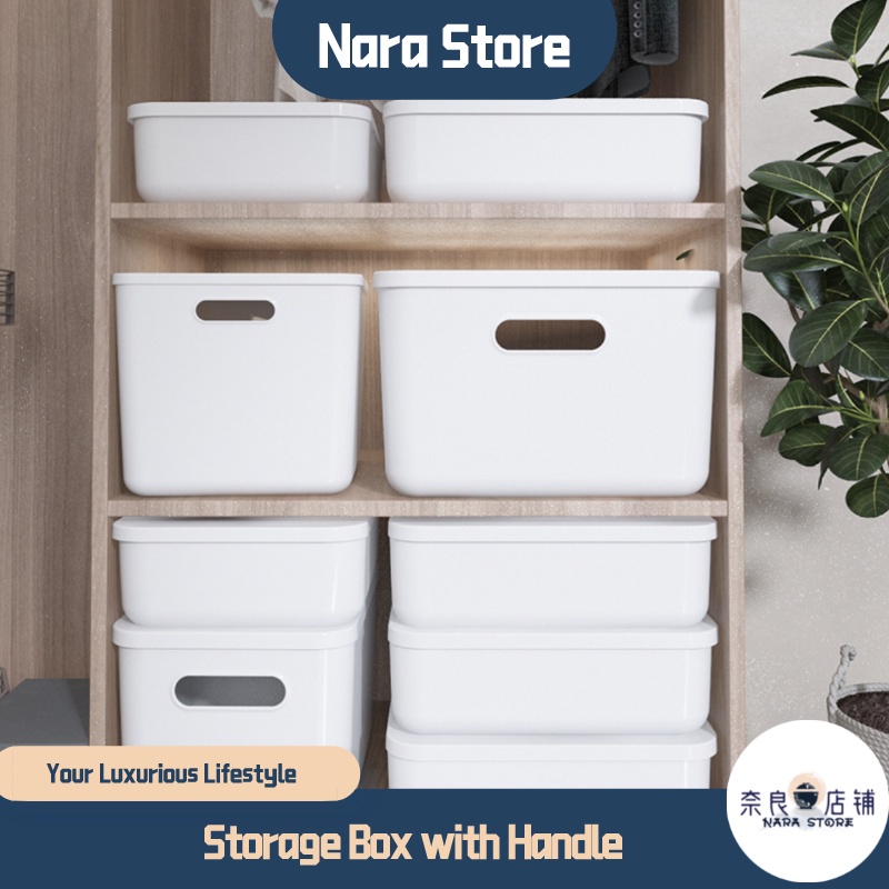 White Storage Container with lid & Handle Stackable / Organisation Bin ...