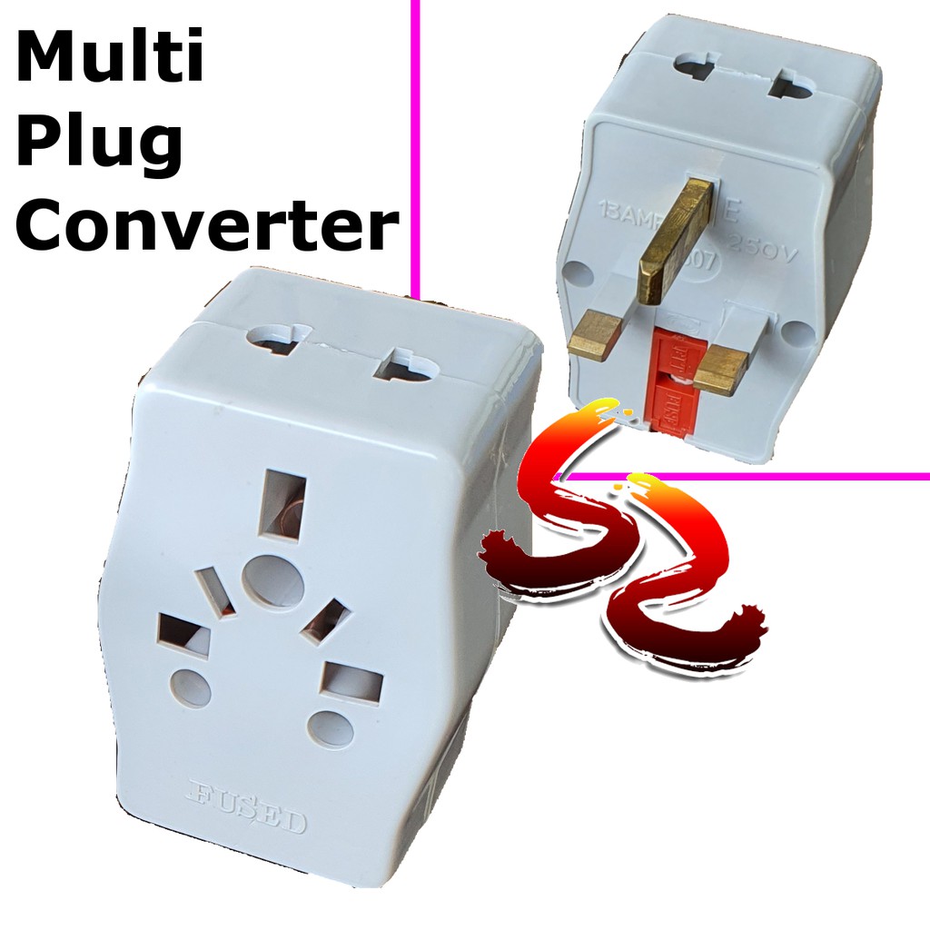 Power Socket Adaptor 13A NEON 3 Way SPLITER Adapter 2Pin 3Pin ...