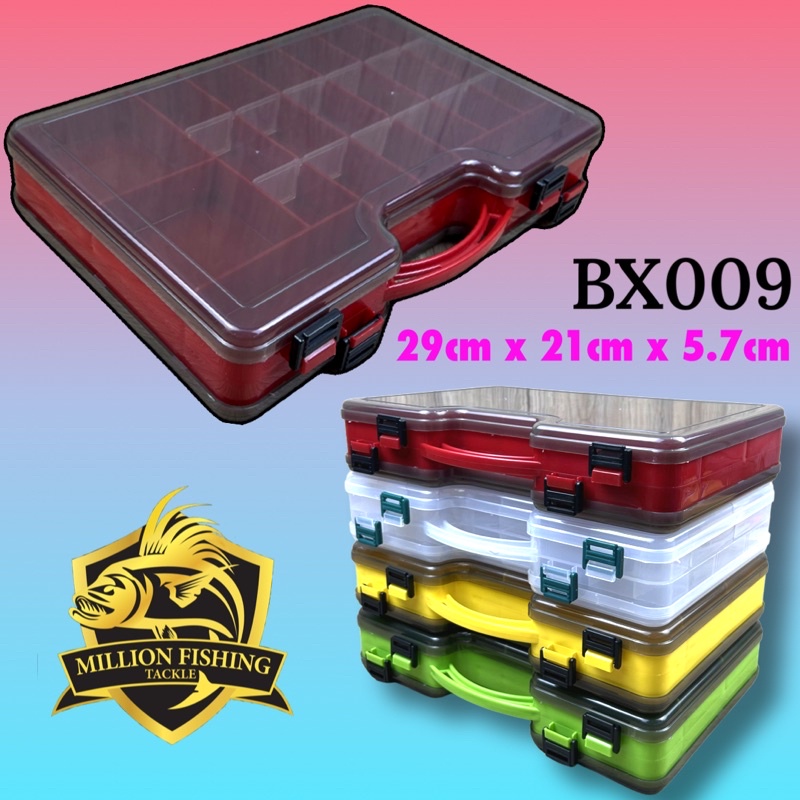 【BX009】Kotak Pancing Double Sided Fishing Tackle Box 29x21x5.7cm Lures Box Gewang Kotak Alat ...