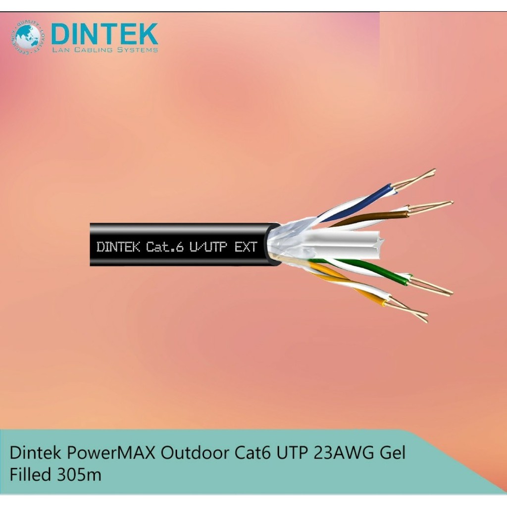 Dintek PowerMAX Outdoor Cat6 UTP 23AWG Gel Filled 305m | Shopee Malaysia