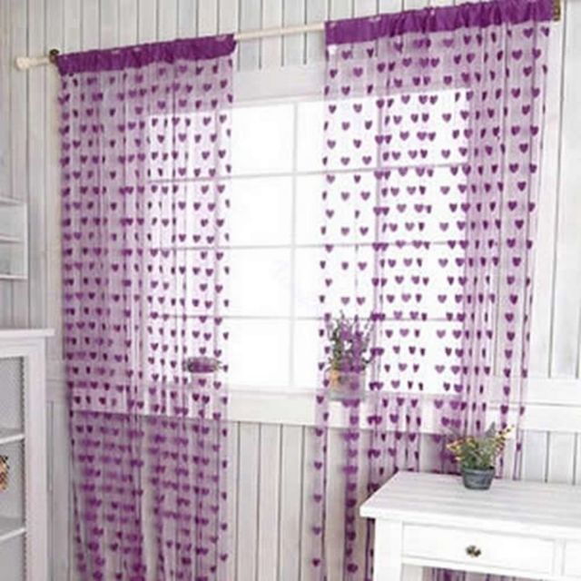 9 Color Langsir Murah Corak Novelty Heart Curtain Window Room String ...