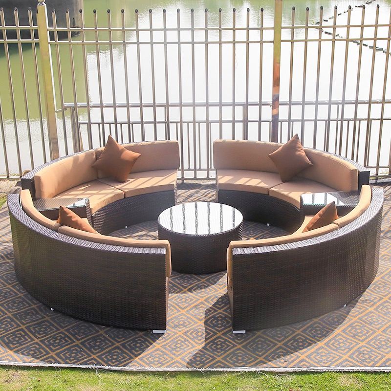 Round Rattan Sofa Outdoor Rattan Sofa Semicircle Sofa Leisure Rattan ...