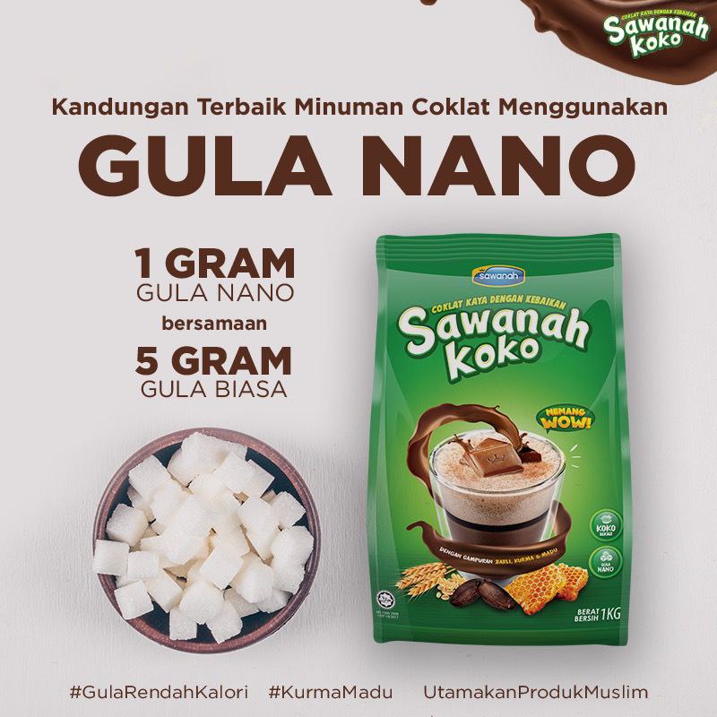 Sawanah Koko Gula Nano Cocoa Malt Drink 1 Kg Minuman Sedap READY STOCK ...
