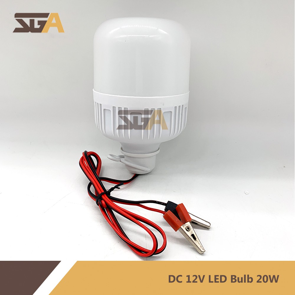 18W DC 12V LED Lamp Bulb c/w Battery Clip - Daylight Lampu Bateri ...