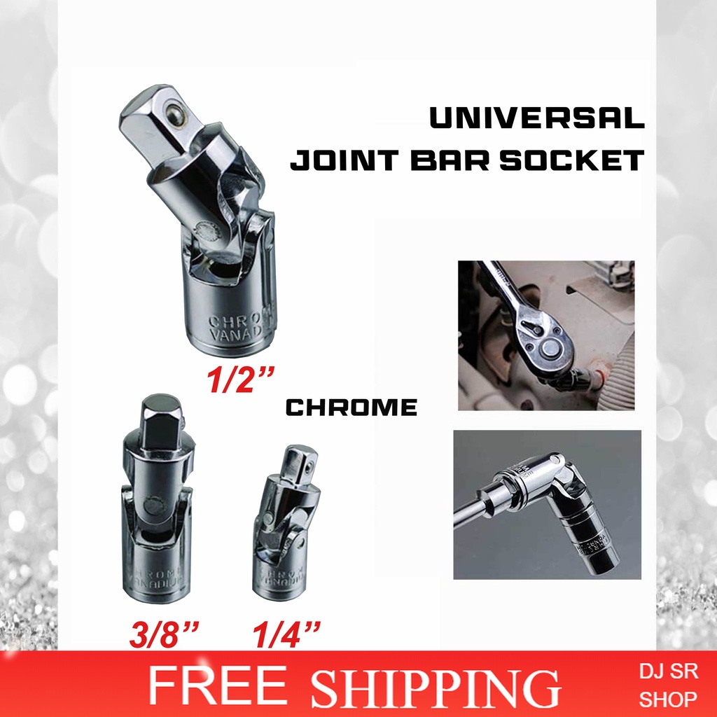 1/2” 1/4" 3/8" Universal Joint Bar Socket Chrome Extension Bar Socket ...