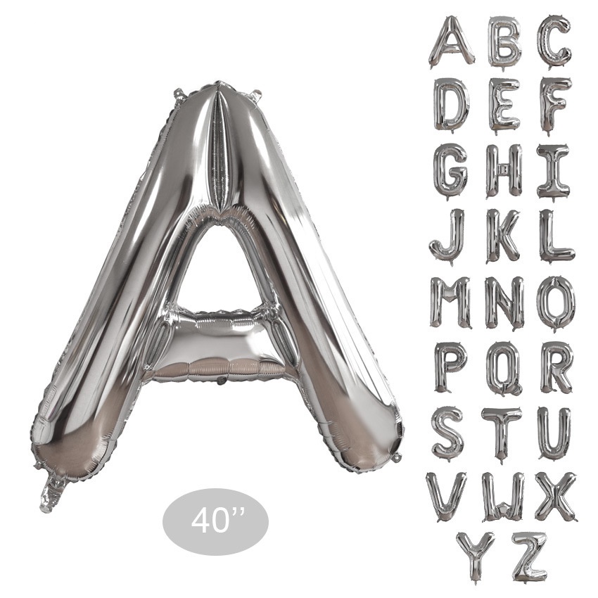 40 inch Silver Alphabet Letter Balloons Aluminum Hanging Foil Film ...