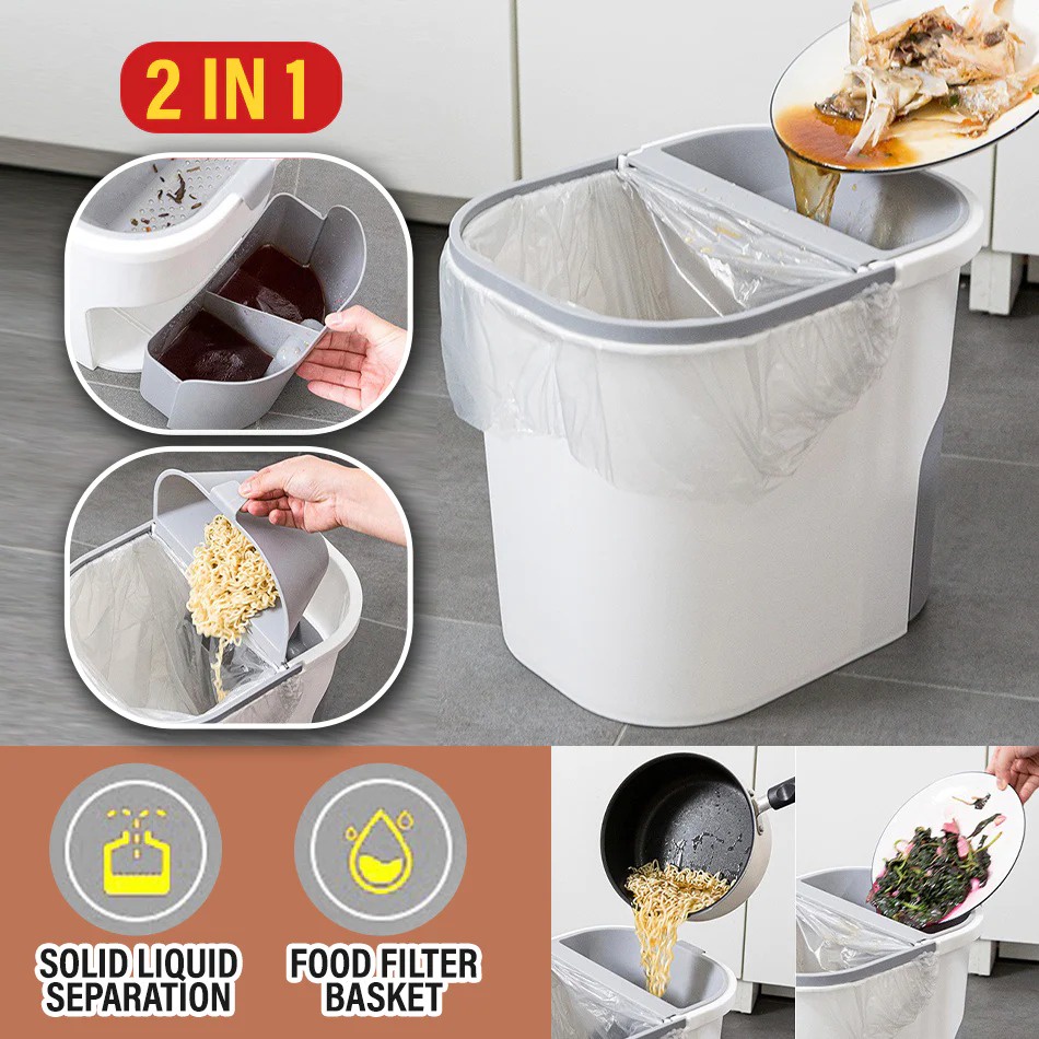 Arjoie [ 2 IN 1 ] Solid & Liquid Waste Separation Rubbish Trash Bin ...