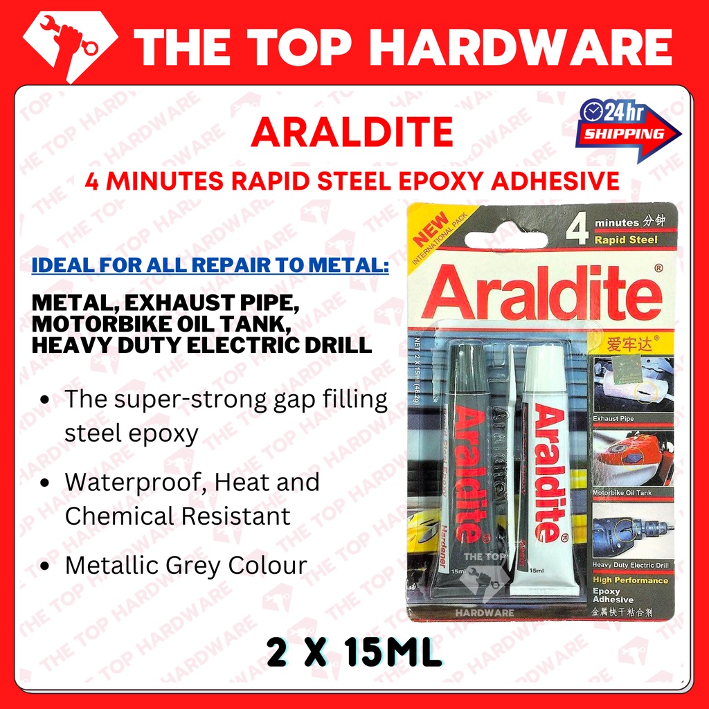 *READY STOCK* ARALDITE 4 MINUTES RAPID STEEL HIGH PERFORMANCE EPOXY ...
