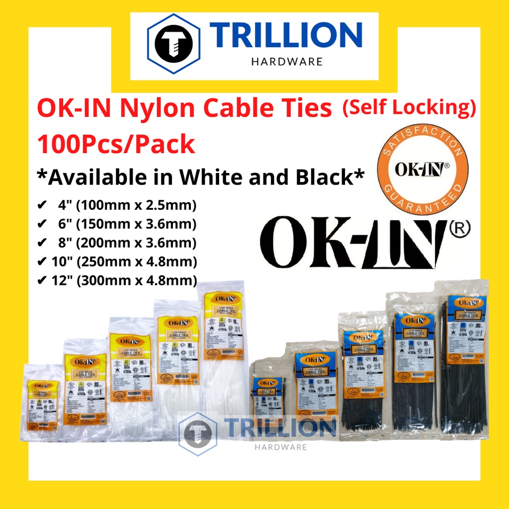 [ReadyStock] OK-IN Nylon Cable Tie White Black Garden Wire Pengikat ...