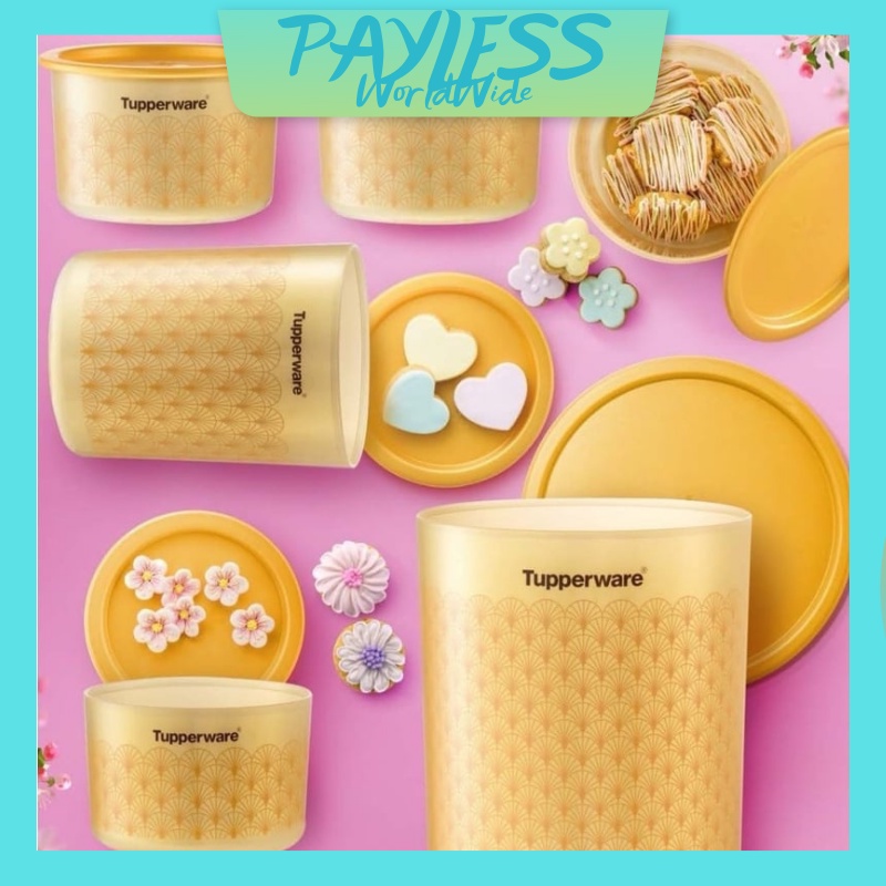 Tupperware Golden One Touch Junior Large Besar 600ml 1.25L 4.3L / Food ...