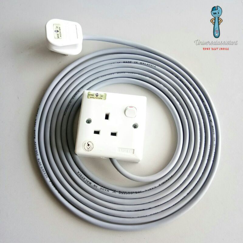 【23/.0016】1Gang Socket Extension Box | Trailing Extension Wayar 13A ...