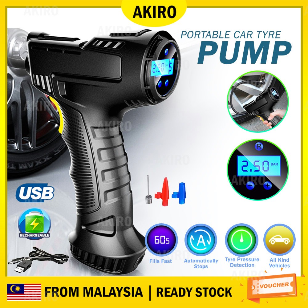 AKIRO Portable Electric Car Tyre Pump Inflatable Air Pump Pum Tayar ...