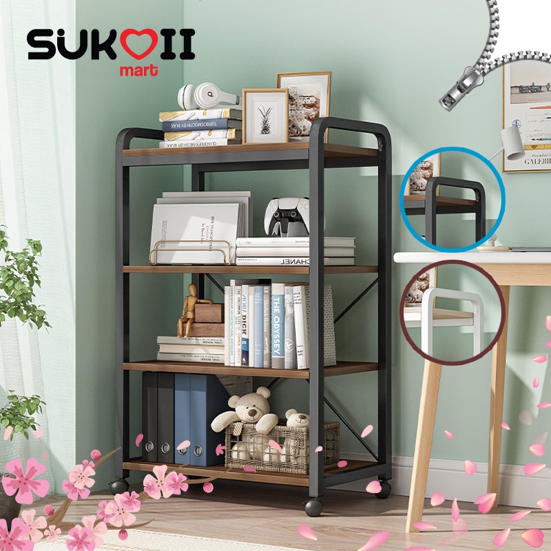 SKOI 4 Layers Bookshelf Home Desk Rack Bedroom Art Living Room Wall ...