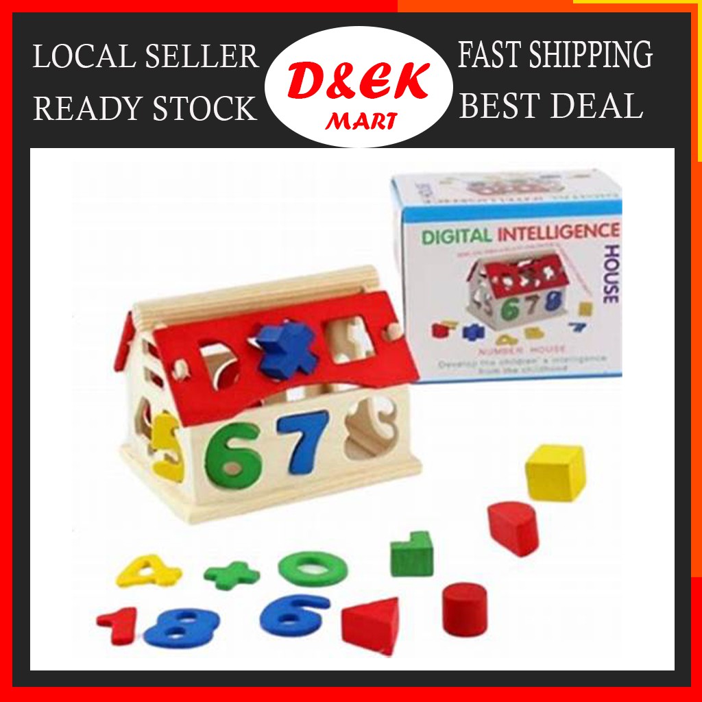 Daek-Wooden Toys House Number Letter Kids Children Learning Math Toy ...