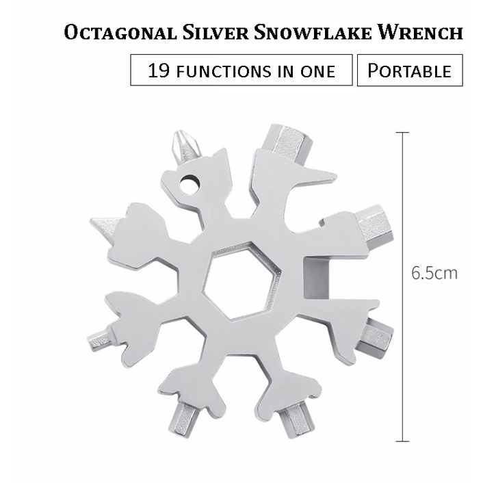 Screwdriver Key Ring Spanner Wrench Portable Octagonal Silver Wrench ...