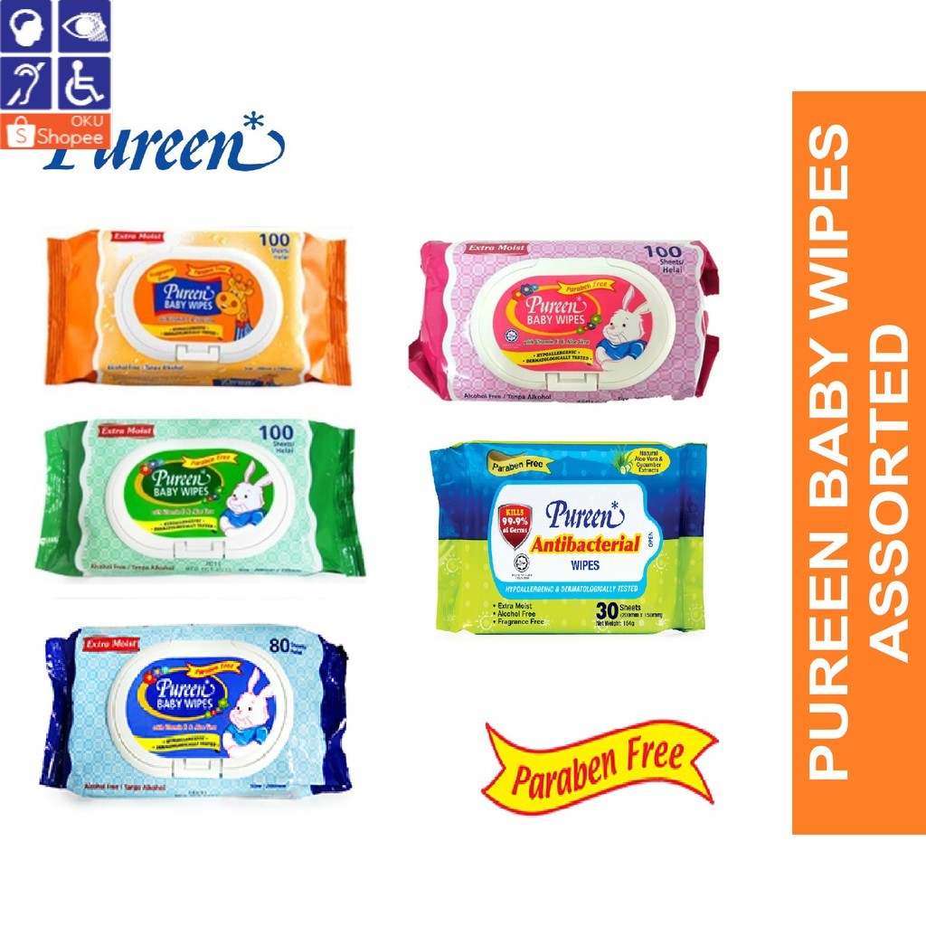 SALES!!! Pureen Baby Wipes 100's x2 (Orange / Pink / Green / Blue ...