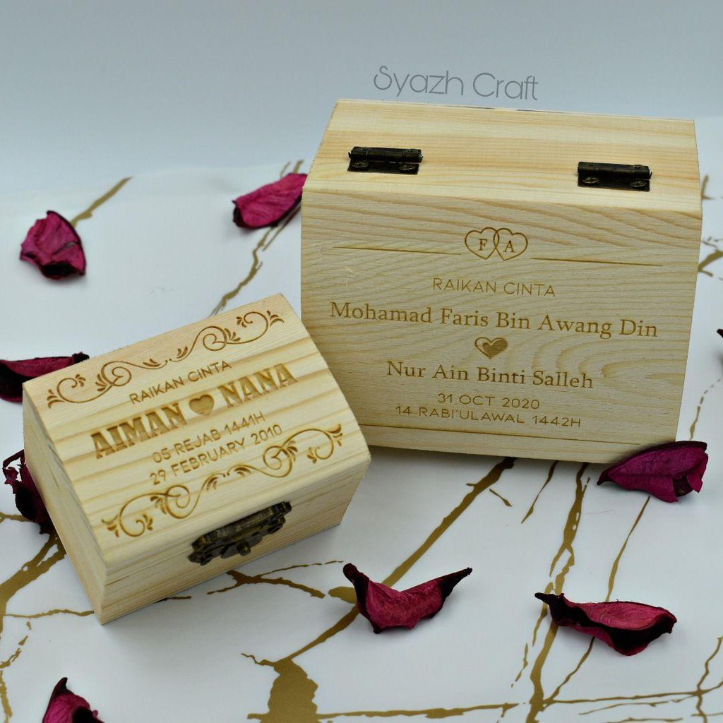(POD17) Wooden Gift Box Laser Engraved Wooden Box Kotak kayu Serbaguna ...