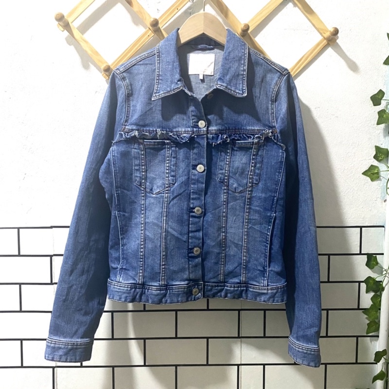 Zara Denim Jacket Ruffle | Shopee Malaysia