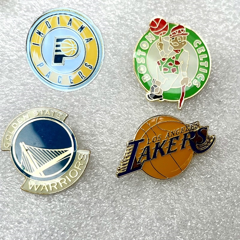 NBA Lakers Warriors Nets Celtics Bucks Basketball Team Metal Badge ...