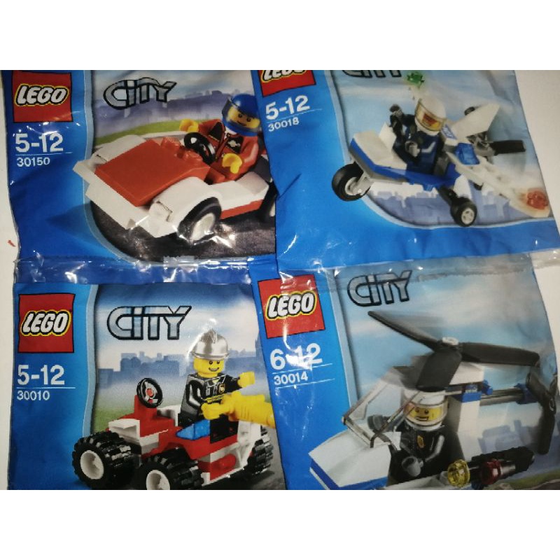 Lego City Polybag 30150 Race Car 30010 Fire truck 30014 Helicopter ...